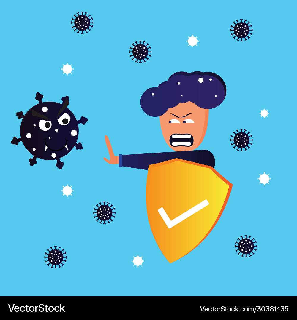 Men with body defenses from viruses shields Vector Image