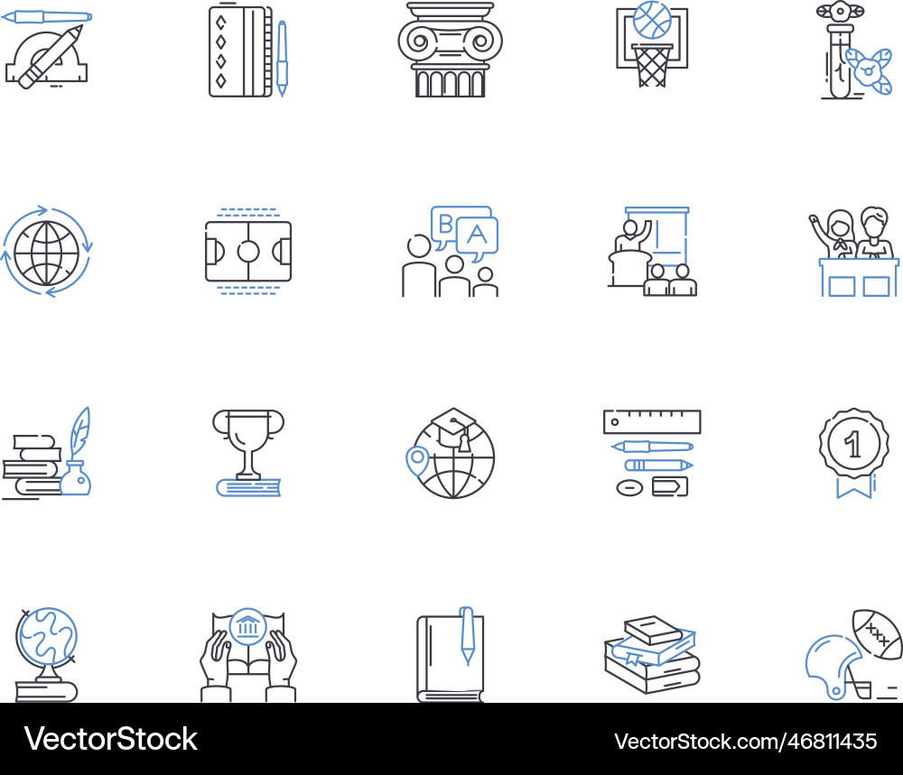 Post-secondary line icons collection education Vector Image