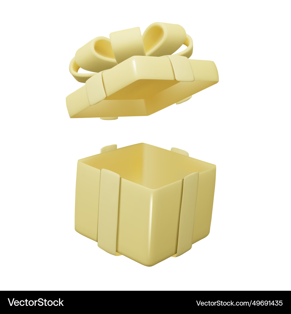 Realistic holiday design with yellow open gift box
