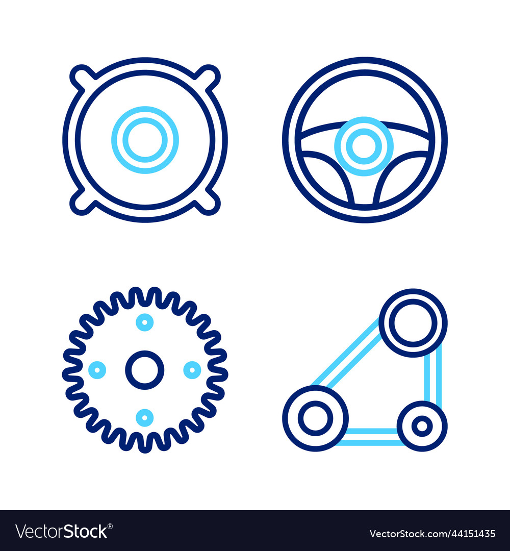 Set line timing belt kit gear steering wheel Vector Image Set line timing belt kit gear steering wheel Vector Image