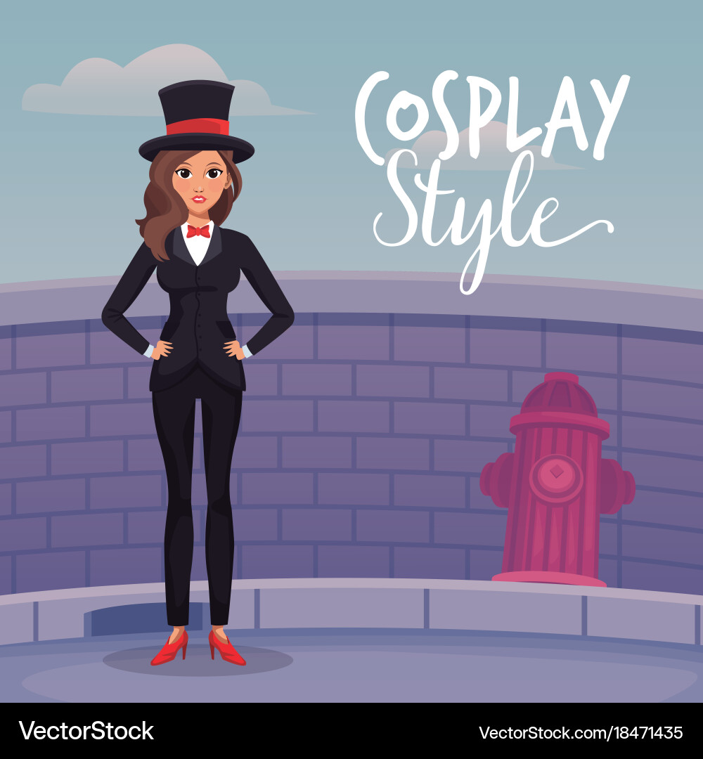 Woman cosplay style Royalty Free Vector Image - VectorStock