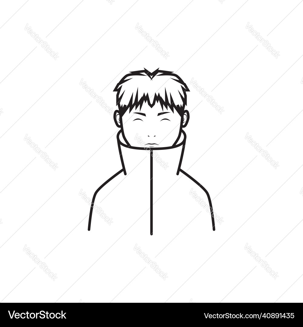 Young man with japan jacket style logo design Vector Image