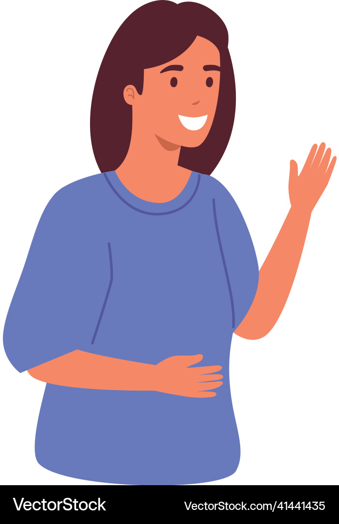 Young woman waving Royalty Free Vector Image - VectorStock