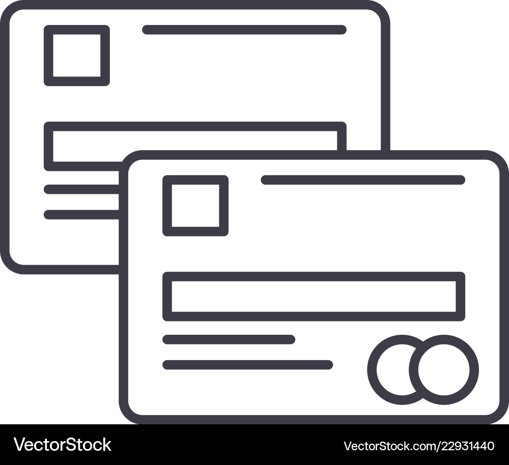 Cash cards line icon concept Royalty Free Vector Image