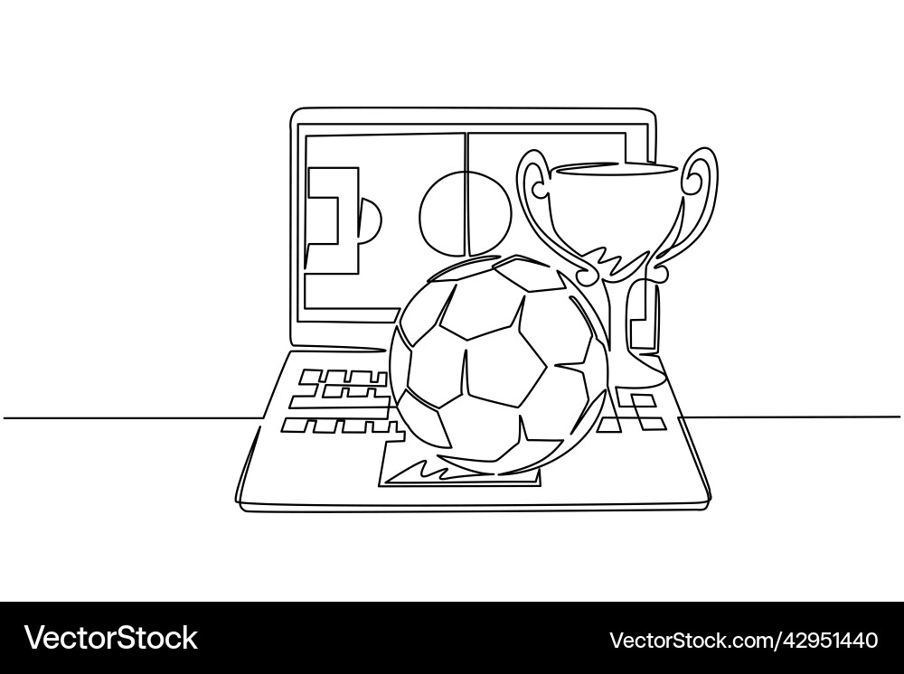 Continuous one line drawing football field Vector Image