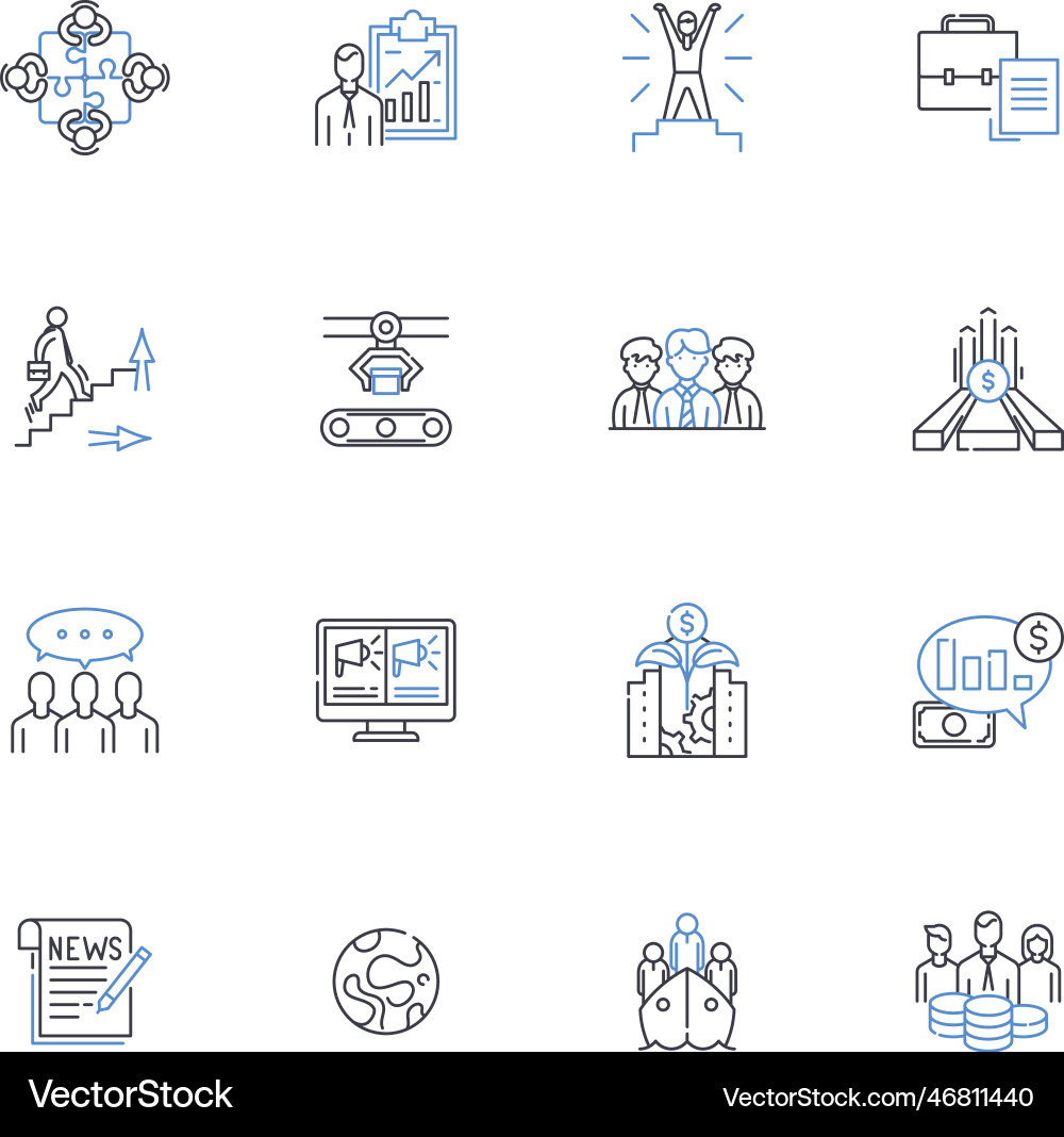 Digital acumen line icons collection technology Vector Image