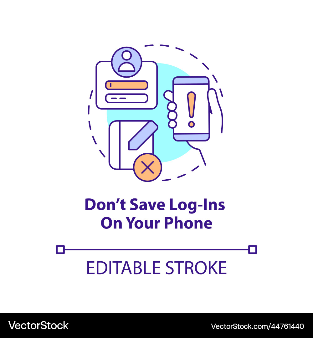 Do not save logins on your phone concept icon Vector Image
