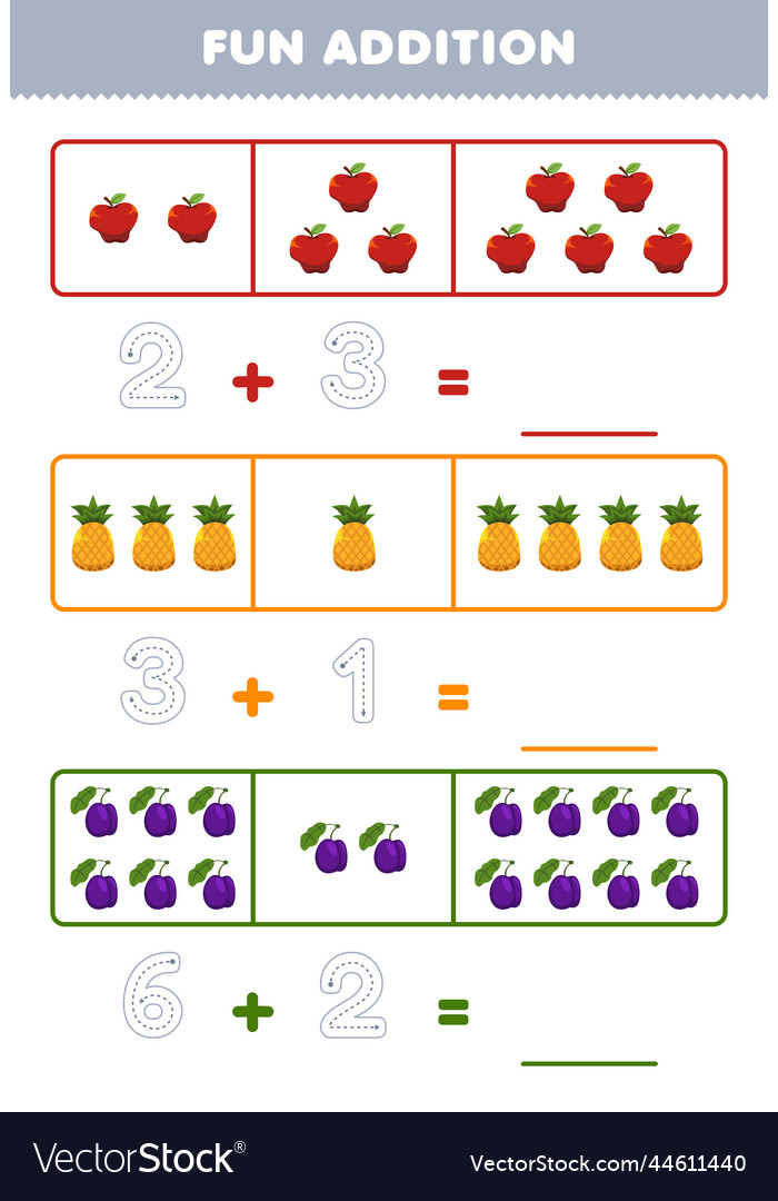 Education game for children fun addition Vector Image