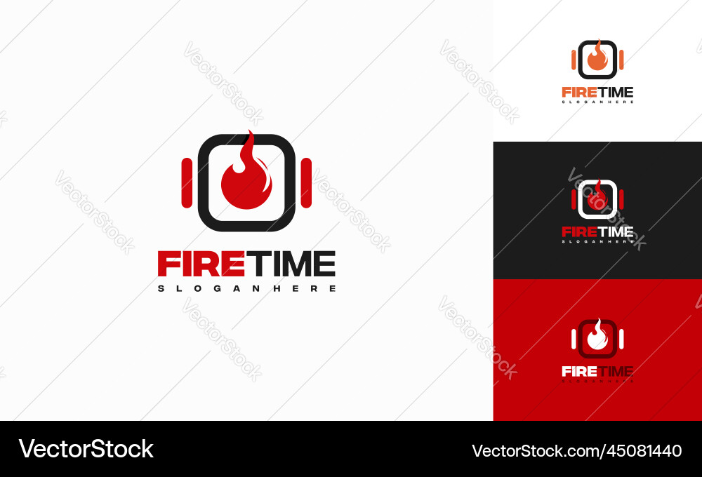 Fire watch logo designs concept stopwatch Vector Image