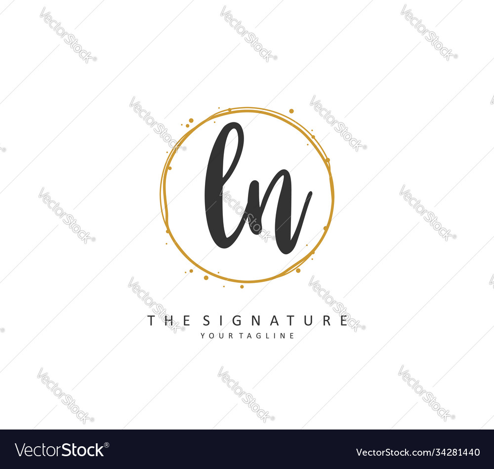 L n ln initial letter handwriting and signature Vector Image