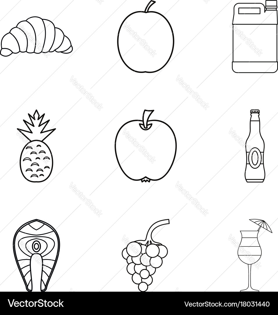 Light meal icons set outline style Royalty Free Vector Image