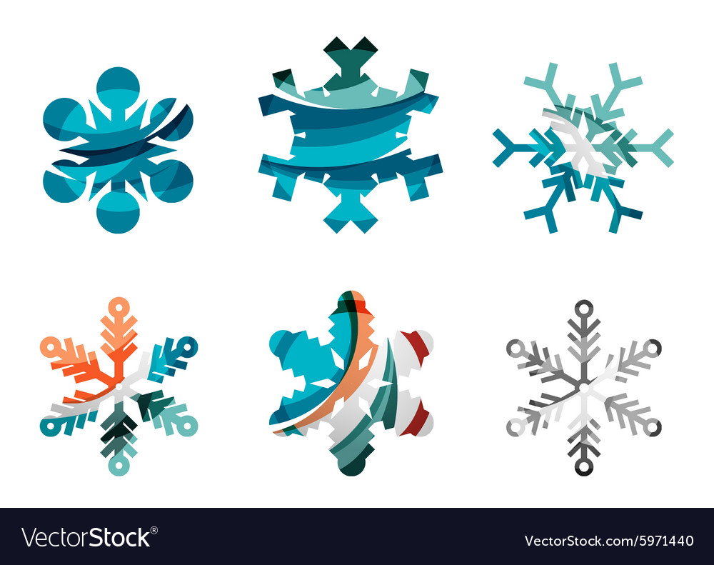 Set of abstract colorful snowflake logo icons Vector Image