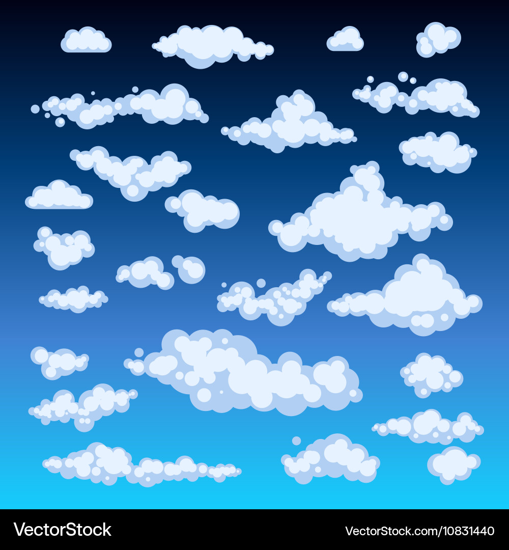 Set of clouds on blue sky Royalty Free Vector Image