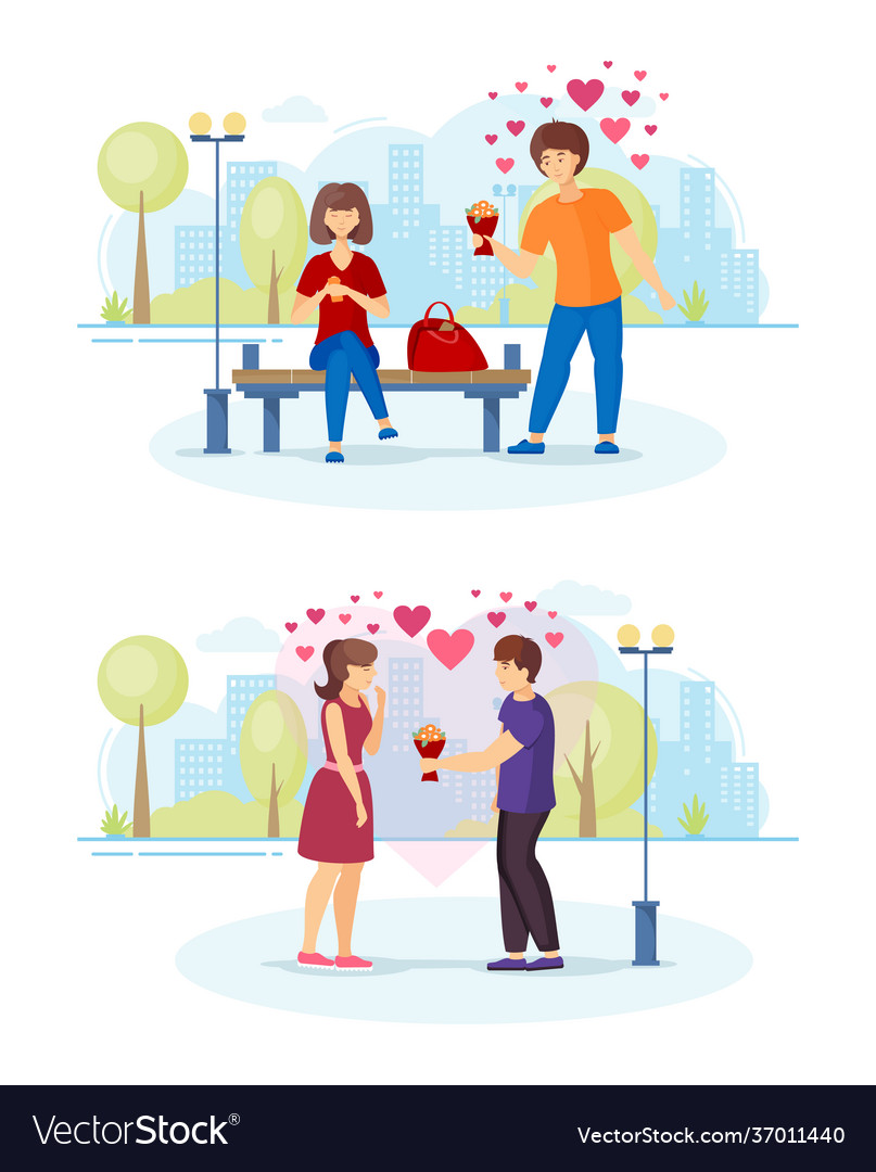 Valentines day poster with in love couple Vector Image
