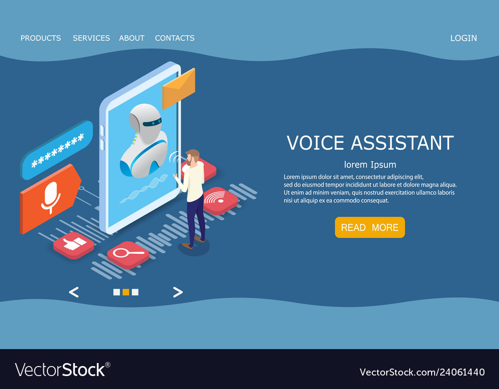 Voice Assistant Website Landing Page Design Vector Image