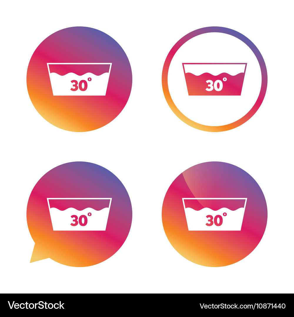 Wash icon machine washable at 30 degrees symbol Vector Image