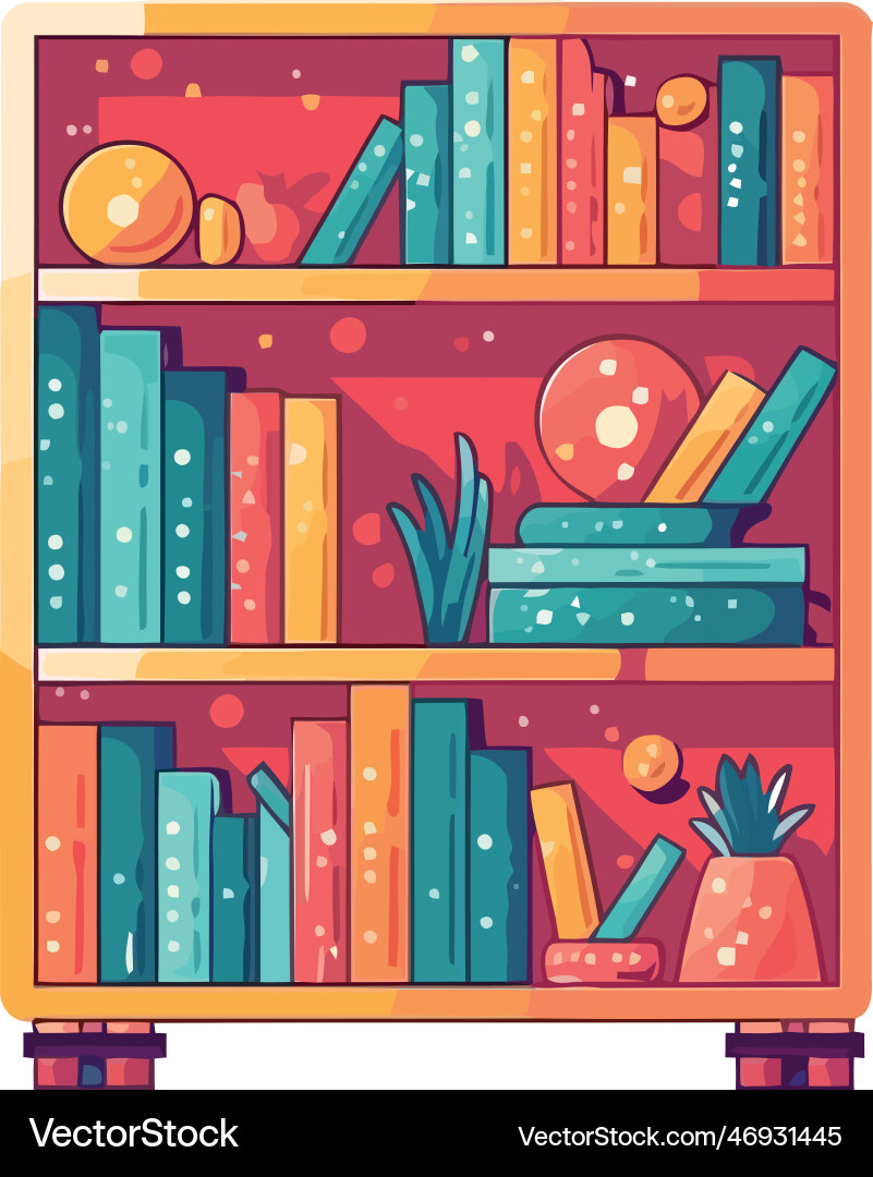 A modern bookshelf with literature Royalty Free Vector Image