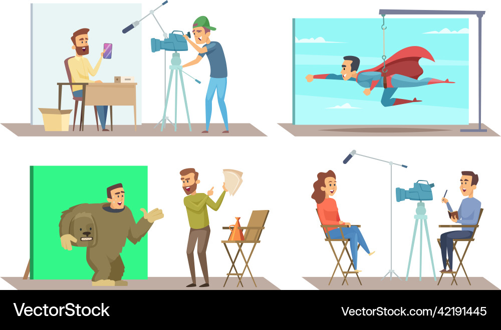 Different characters at movie making production Vector Image