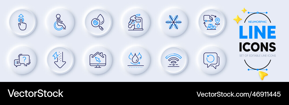 Disability snowflake and question mark line icons Vector Image