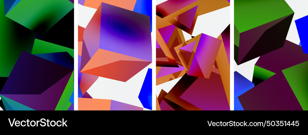 Flying 3d shapes cubes and other geometric Vector Image