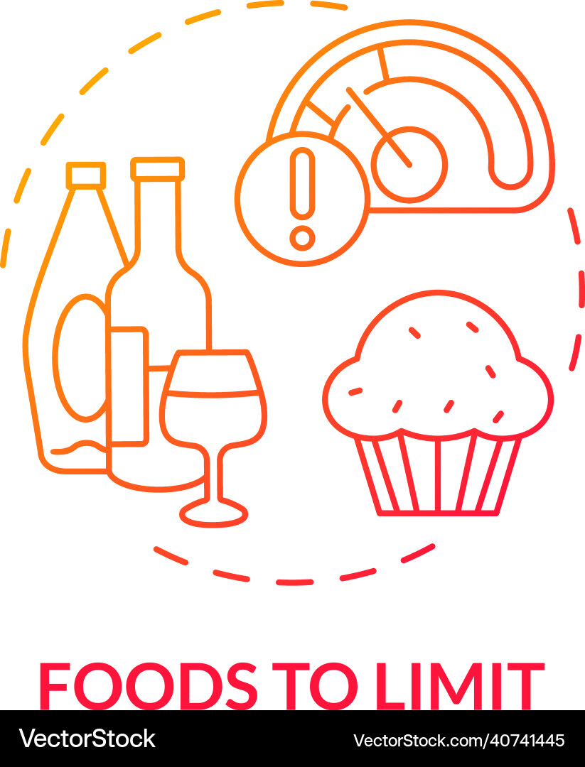 Foods to limit red gradient concept icon Vector Image