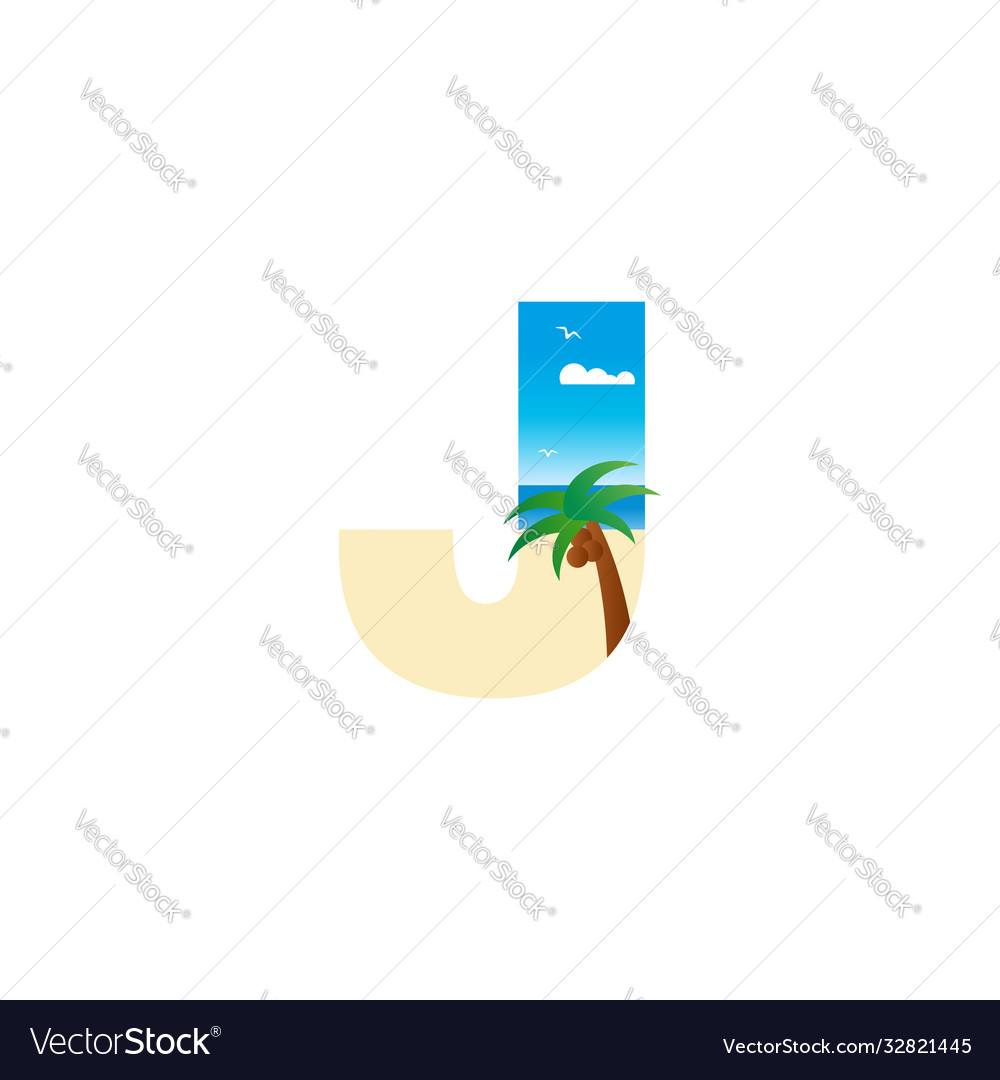 Initial j beach Royalty Free Vector Image - VectorStock