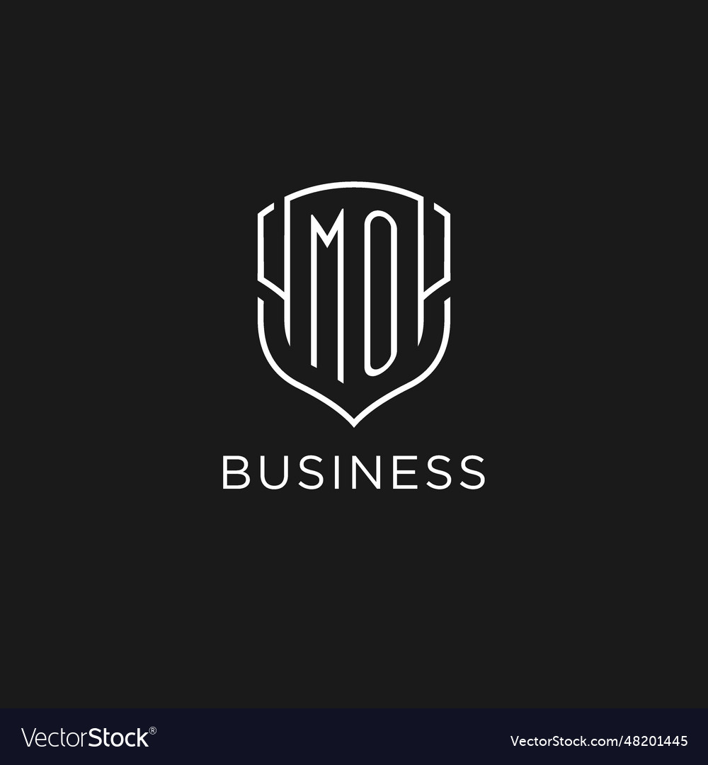 Initial mo logo monoline shield icon shape Vector Image