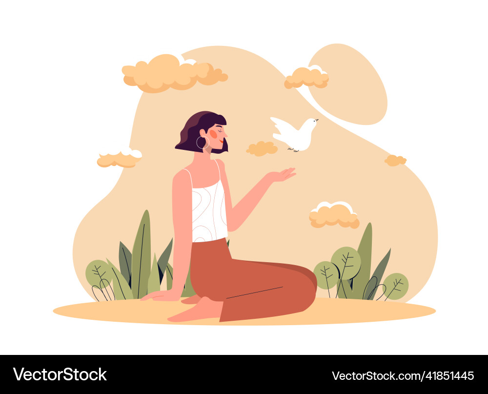 Lovely girl sitting Royalty Free Vector Image - VectorStock