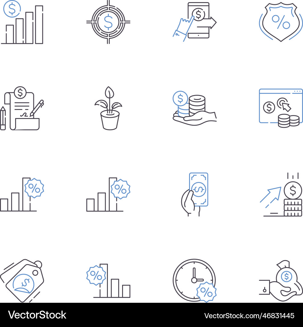 Pitch masters line icons collection pitching Vector Image