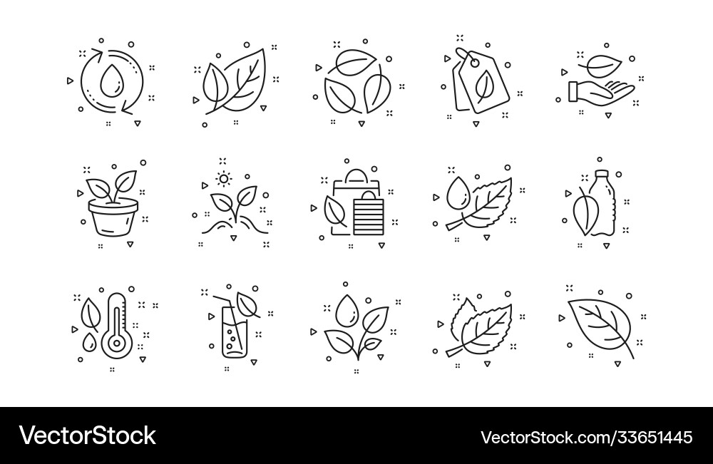 Plants line icons leaf growing plant Royalty Free Vector