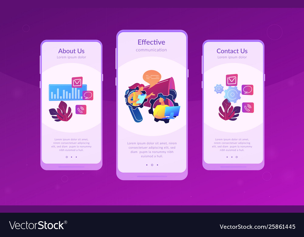 Public relations app interface template Royalty Free Vector