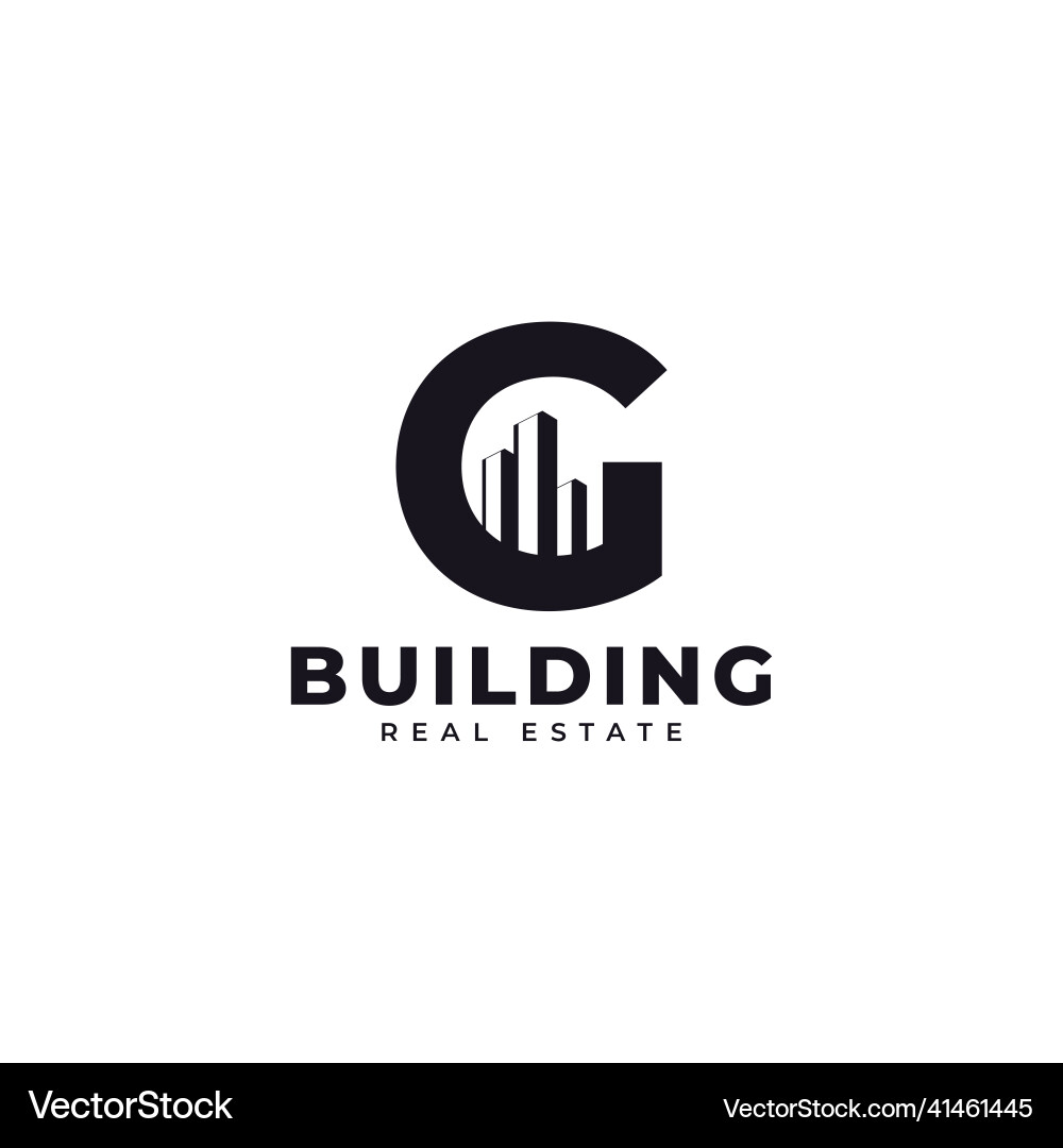 Real estate icon letter g construction Royalty Free Vector