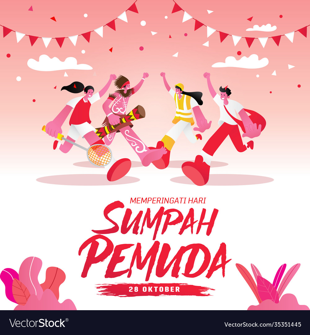 Selamat hari sumpah pemuda translation happy Vector Image