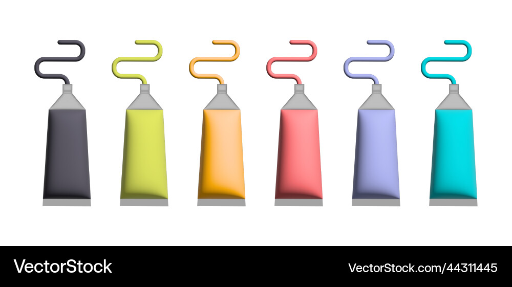 Set for creativity of 3d tubes with different Vector Image