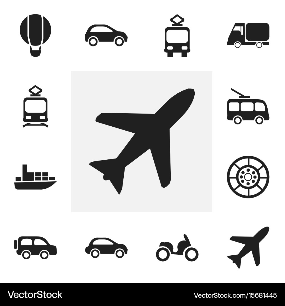 Set of 12 editable transportation icons includes Vector Image