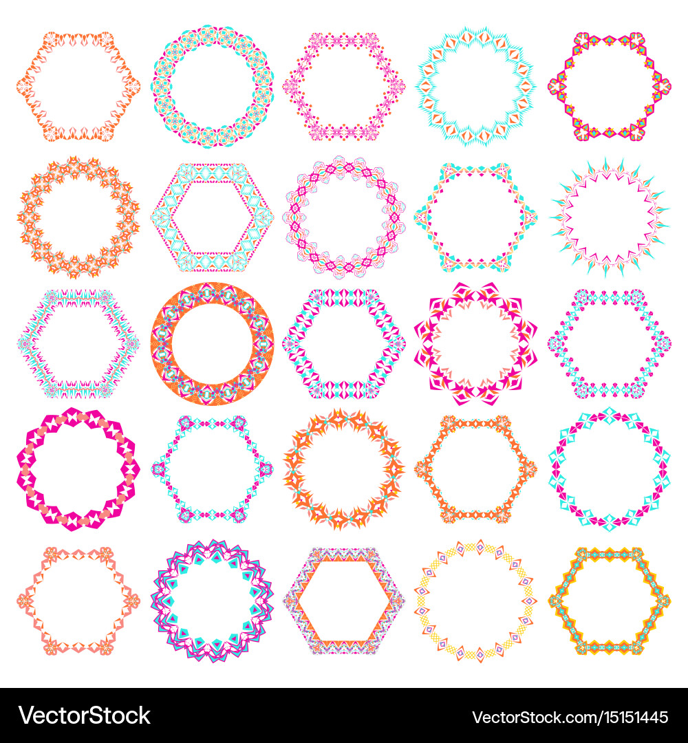 Set of round and hexagon decorative frames Vector Image