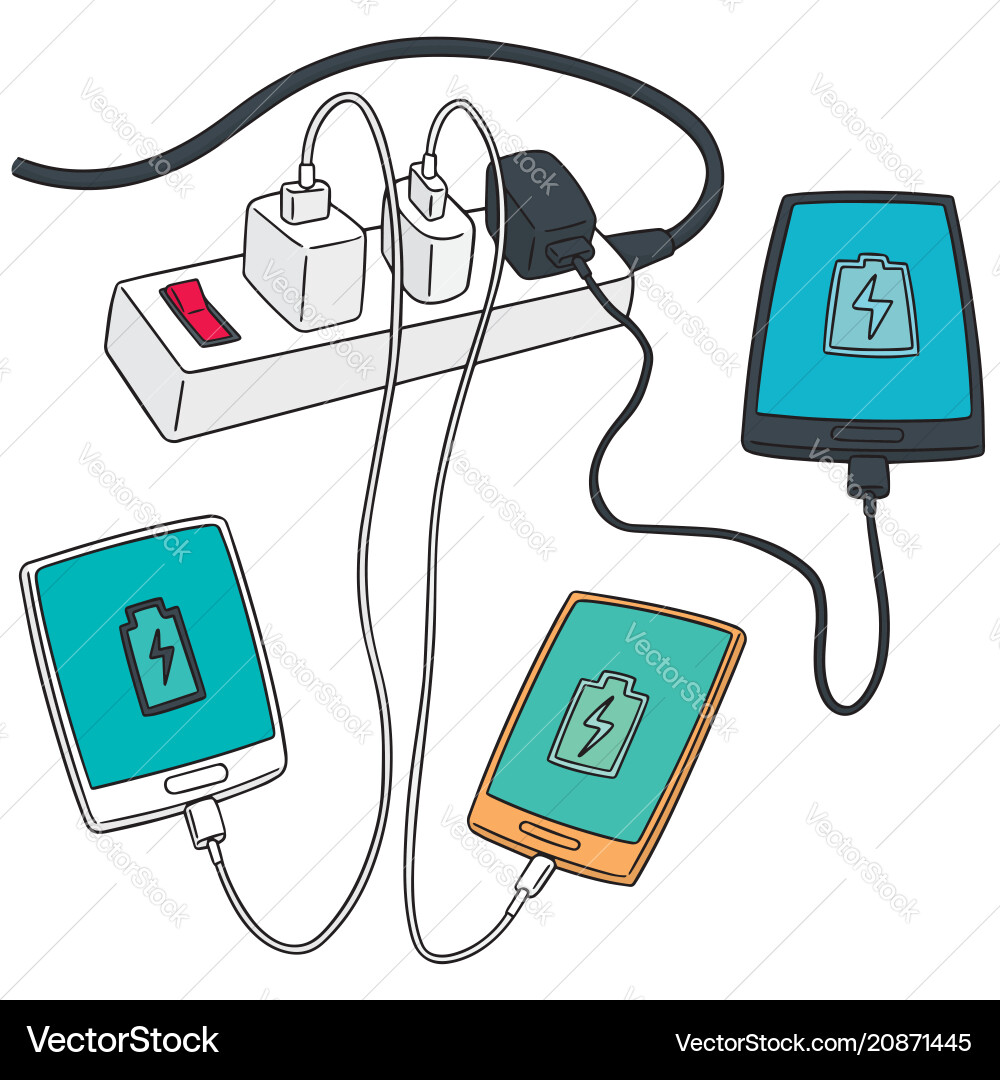 Set of smartphone charging Royalty Free Vector Image