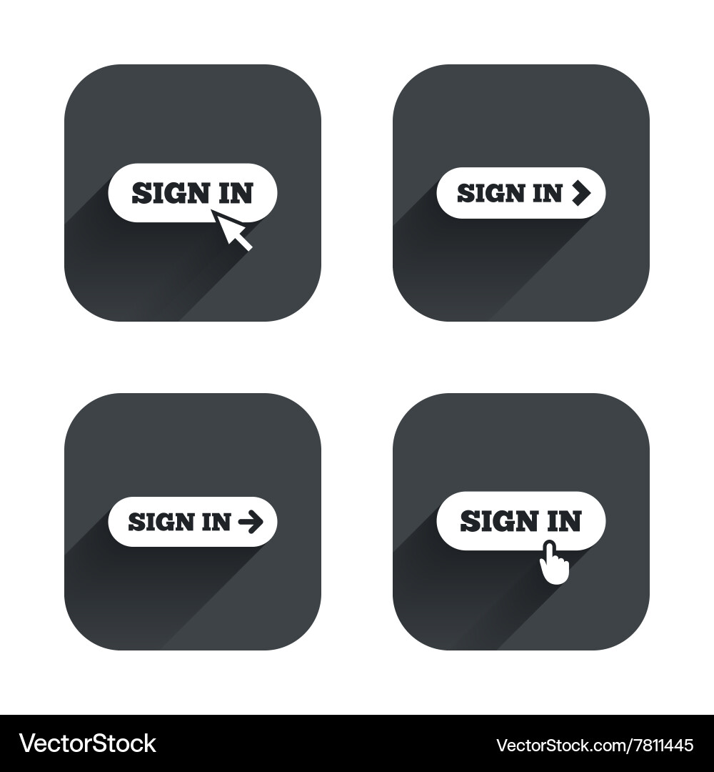 Sign in icons login with arrow hand pointer Vector Image