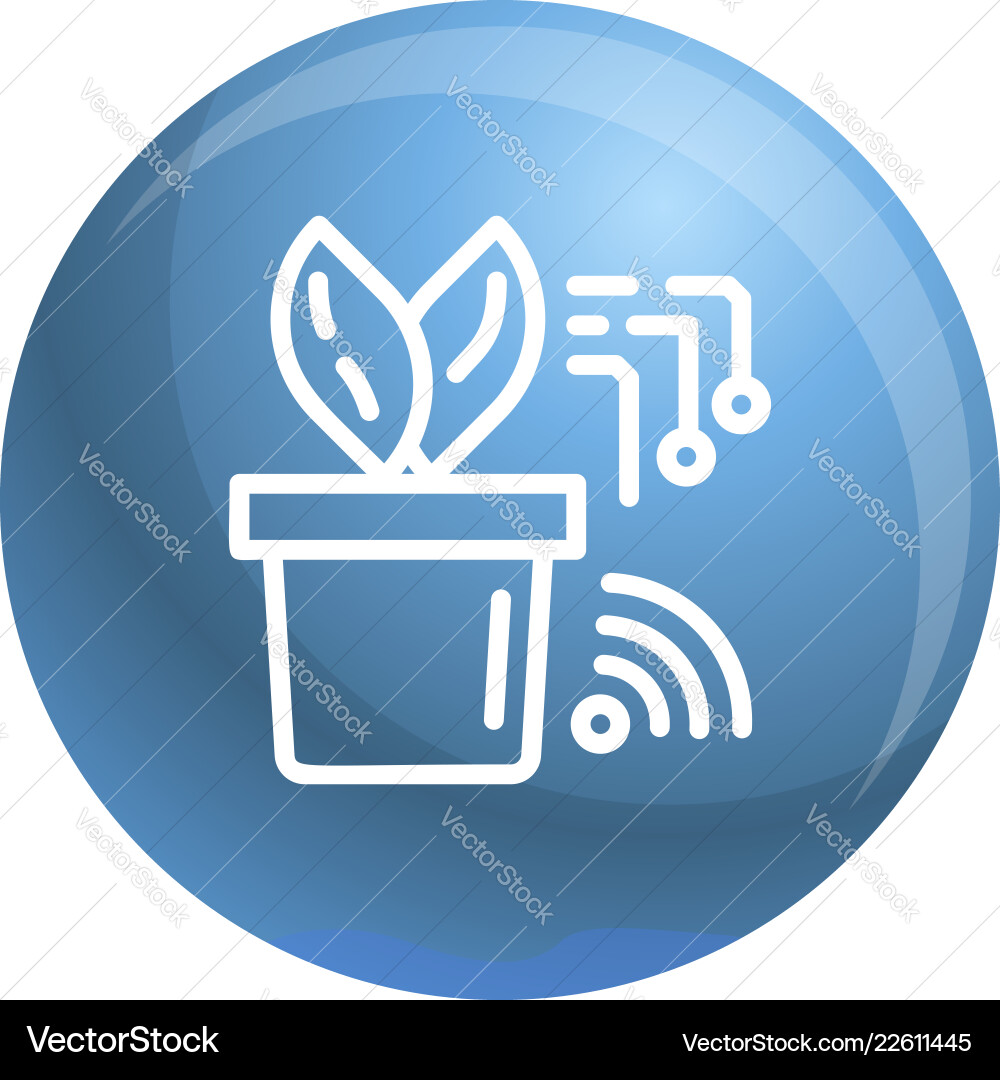 Smart plant pot icon outline style Royalty Free Vector Image
