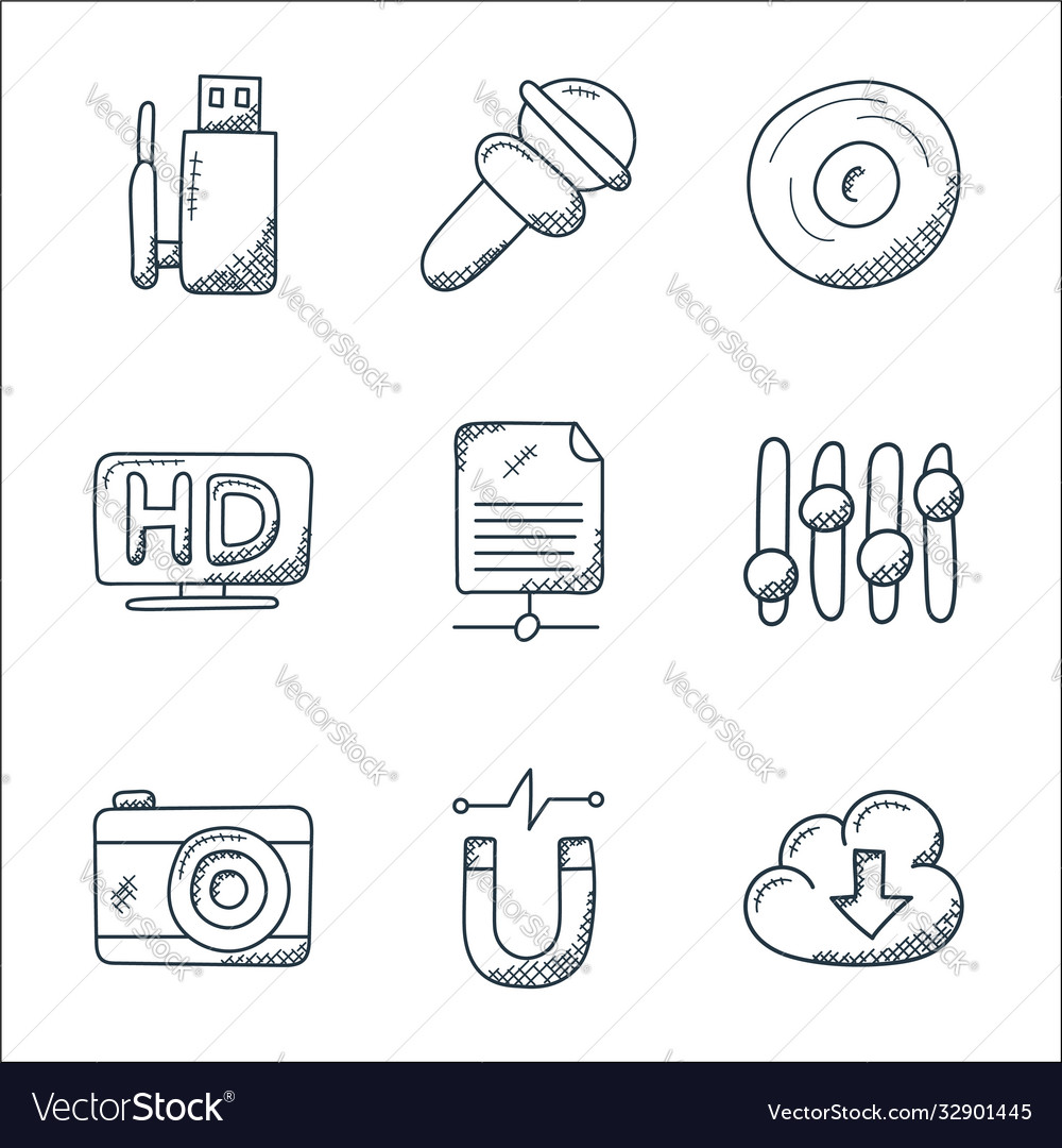 Technology line icons linear set quality line set Vector Image