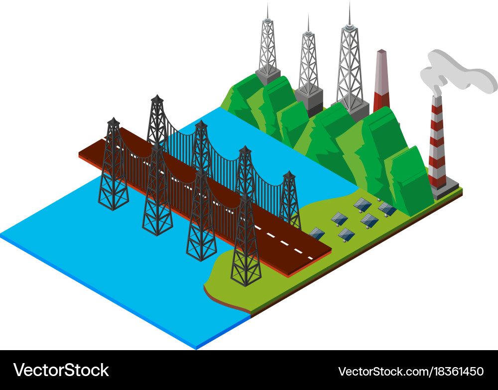 3d design for bridge over the lake Royalty Free Vector Image