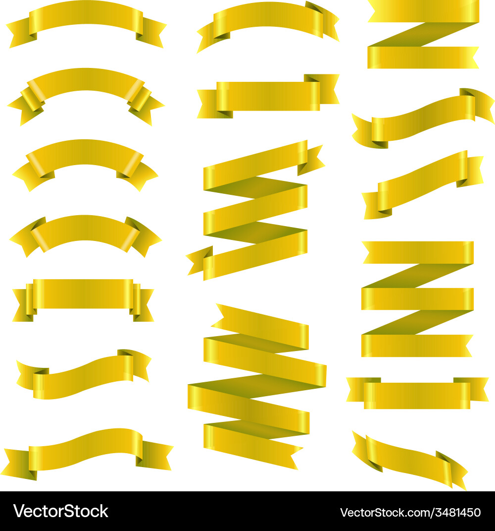 Golden Ribbon Big Set Royalty Free Vector Image