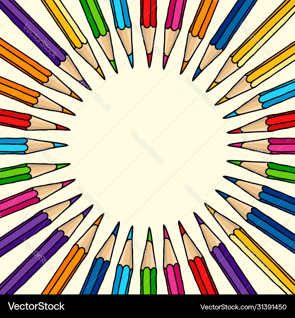 Hand drawn color pencil blank frame Royalty Free Vector
