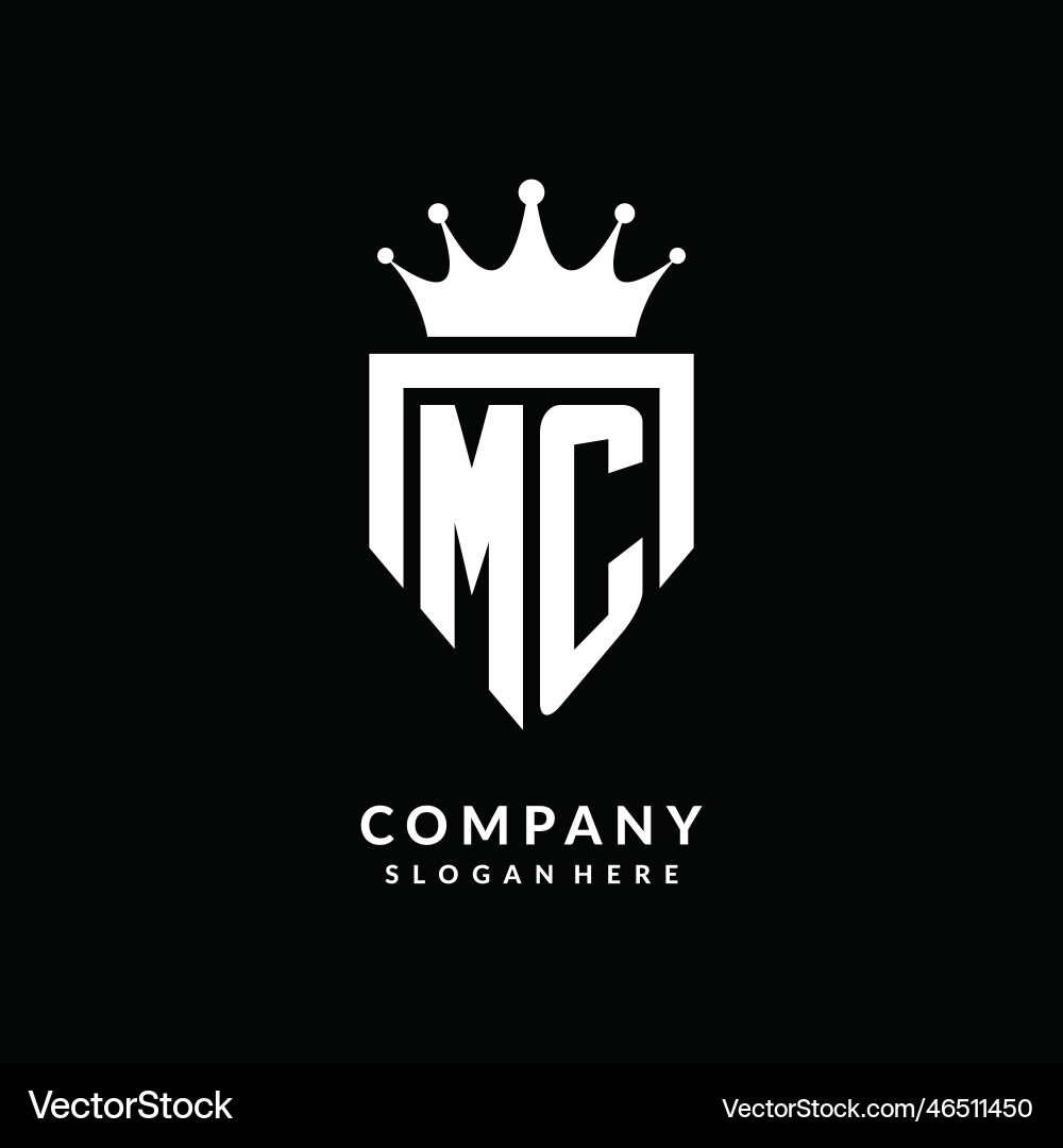 Letter mc logo monogram emblem style with crown Vector Image