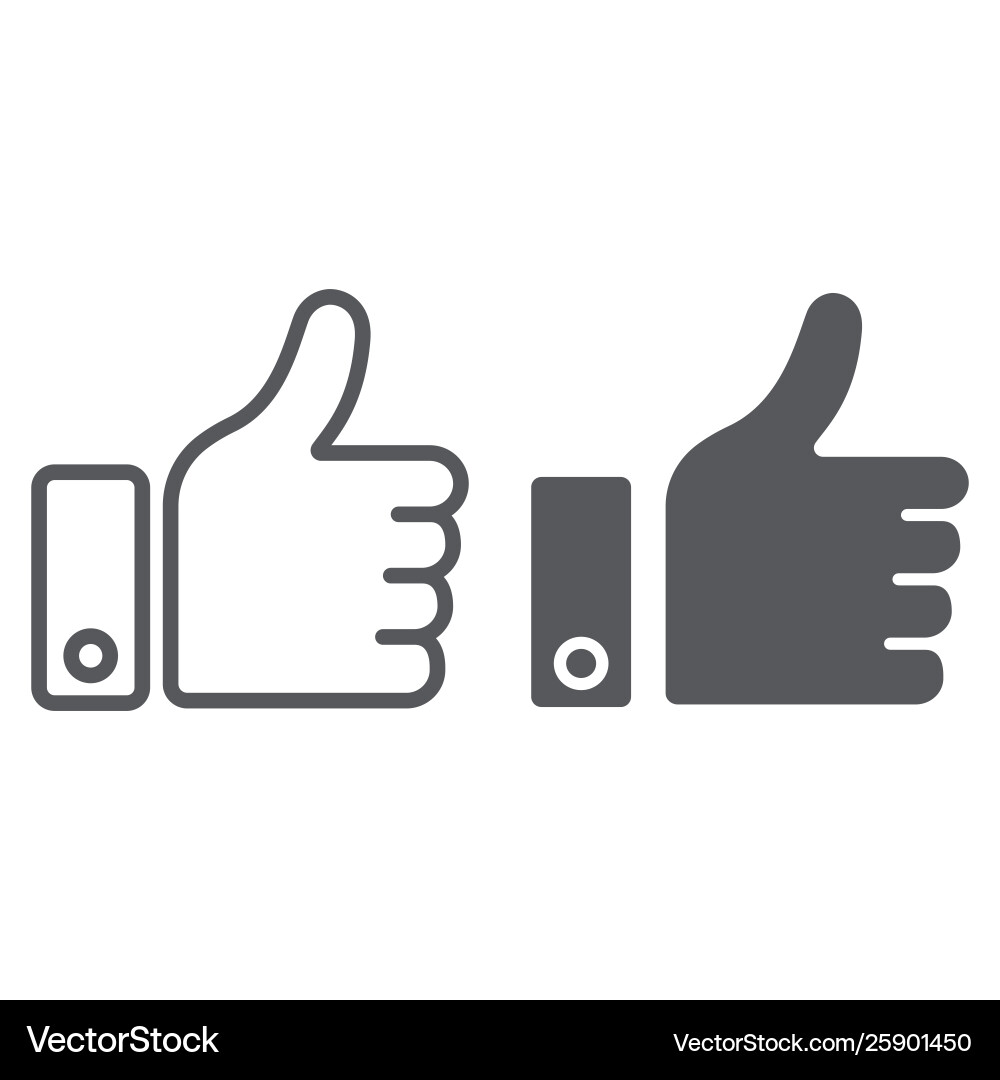 Like button line and glyph icon approve ok Vector Image