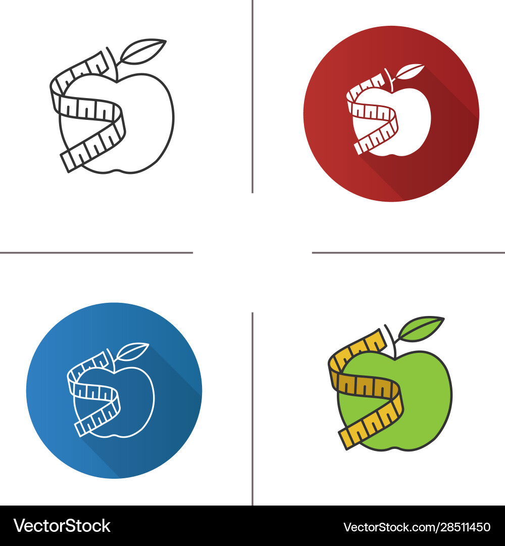 Measuring tape around apple icon Royalty Free Vector Image