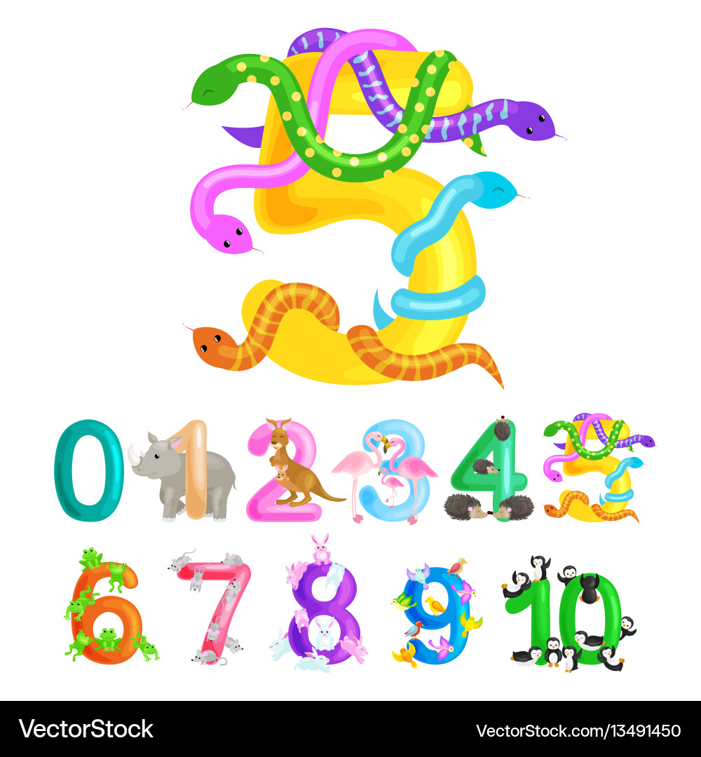 Ordinal number five for teaching children counting