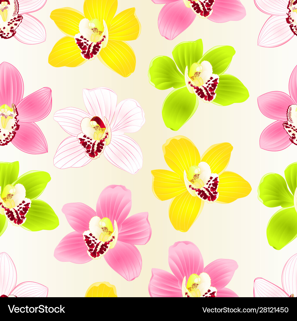 Seamless texture tropical orchid cymbidium Vector Image