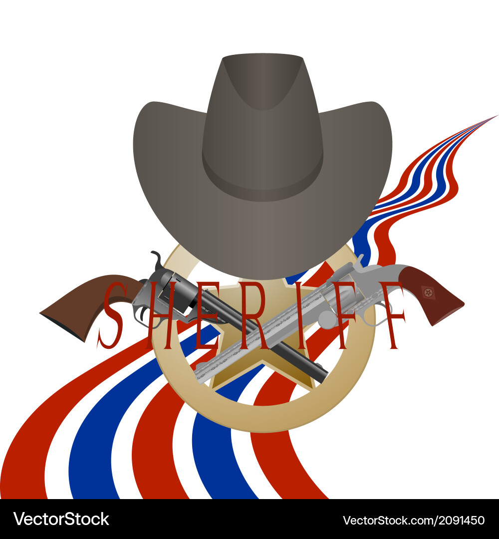 Sheriff badge and gun Royalty Free Vector Image