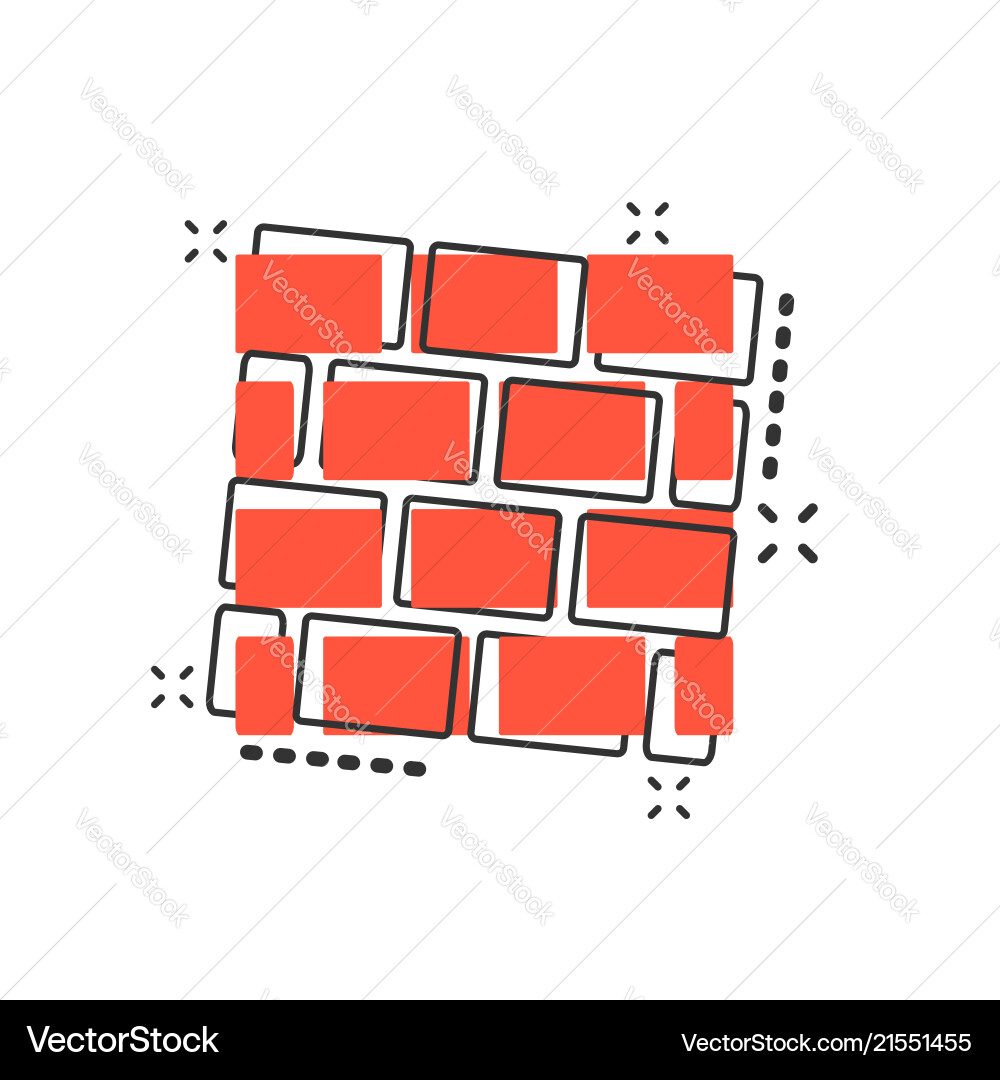 Cartoon wall brick icon in comic style sign Vector Image